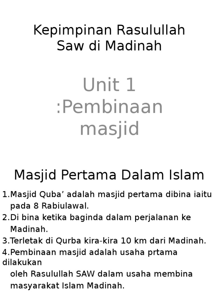 Kepimpinan Rasulullah Saw Di Madinah | PDF