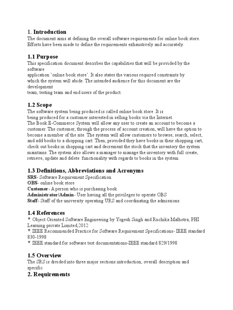 Book Store Srs | Download Free PDF | Databases | Online Shopping