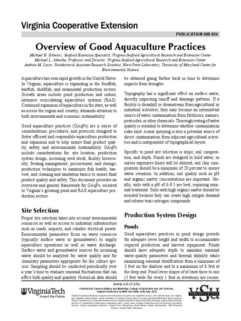 Good Aquaculture practices.pdf | Chemistry | Natural Environment