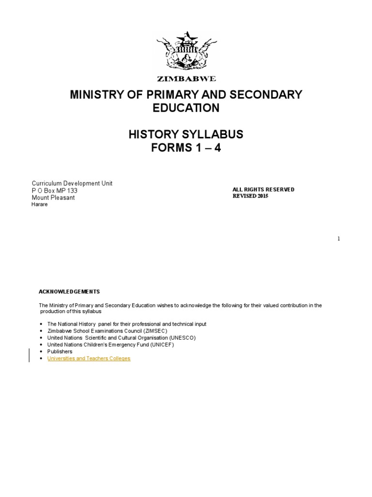 HISTORY SYLLABUS FORMS 1-4 Validation 3 - June - 16 - Track - Changes ...