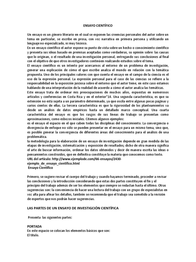 Ensayo Científico | Ensayos | Autor