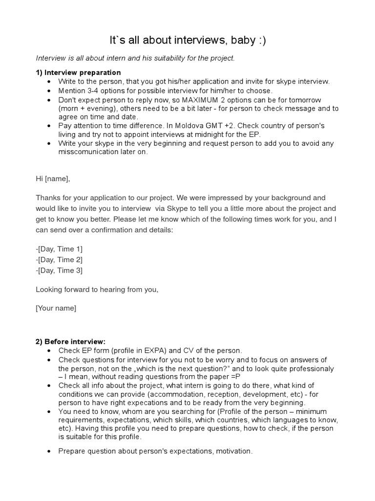 It's All About Interviews, Baby:) : 1) Interview Preparation | PDF ...