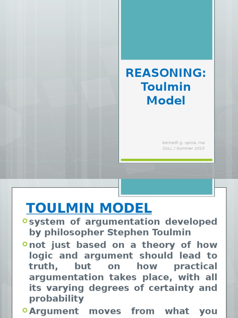 Toulmin Model | PDF | Proposition | Argument