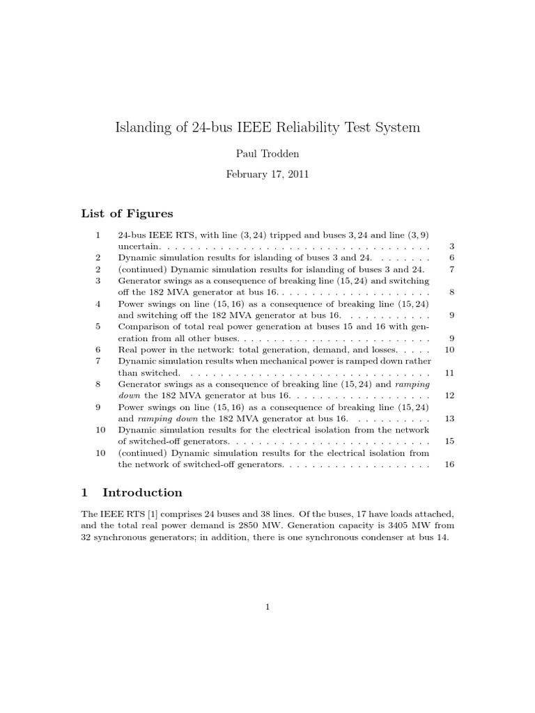 IEEE 24-Bus RTS Islanding Analysis | PDF | Ac Power | Electric Generator