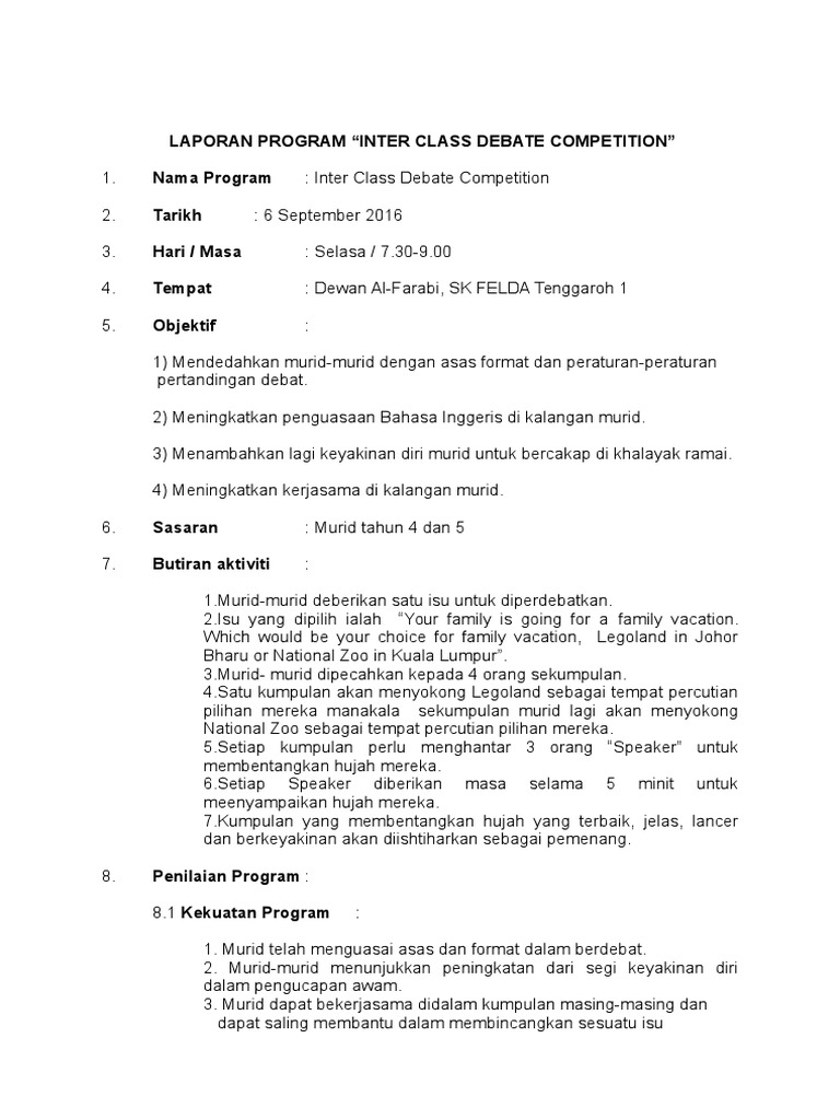 Contoh Laporan Debat | PDF