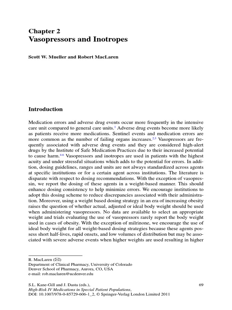 Vasopressor & Inotrope | PDF | Ischemia | Cardiac Arrhythmia