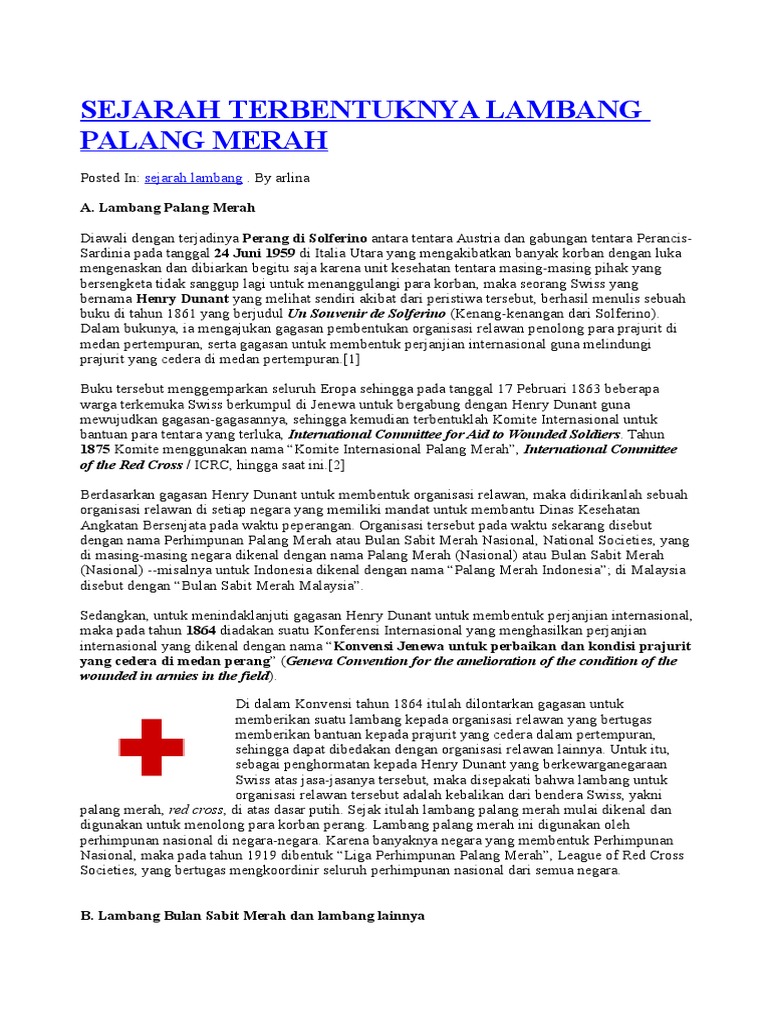 Sejarah Terbentuknya Lambang Palang Merah Singa Merah | PDF