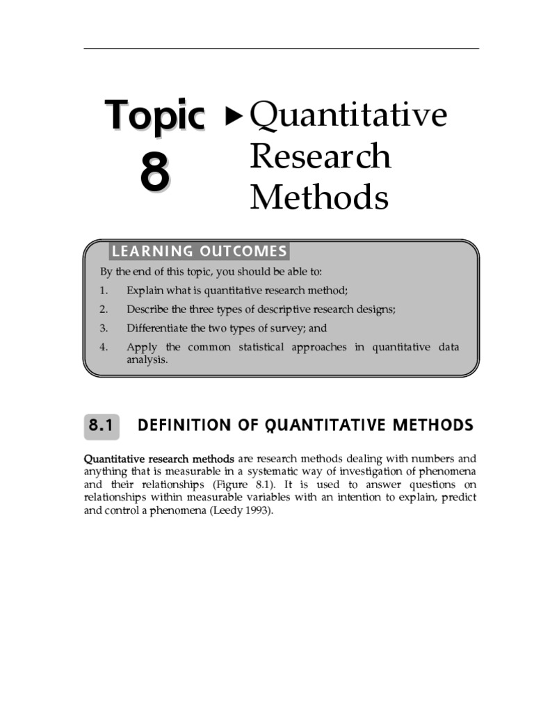 Understanding Quantitative Research Methods | PDF | Survey Methodology | Quantitative Research