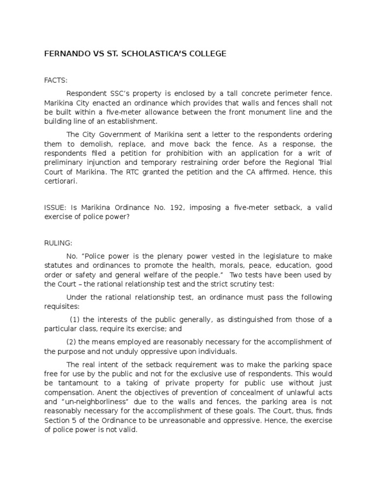Fernando Vs ST Scholastica | PDF