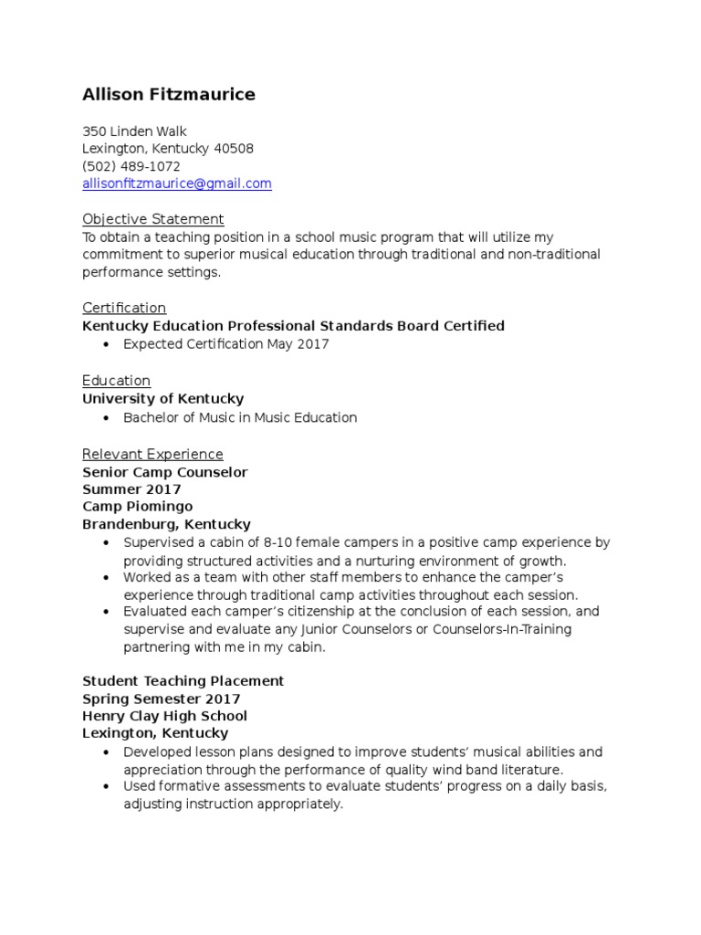 Allison Fitzmaurice Resume | PDF
