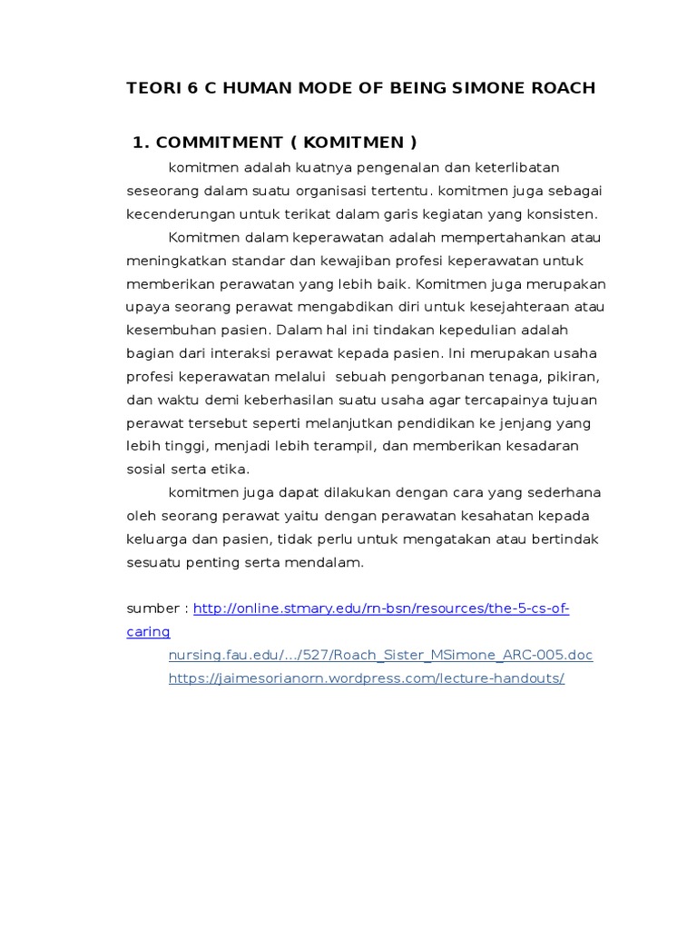 Teori 6 C Human Mode of Being Simone Roach | PDF