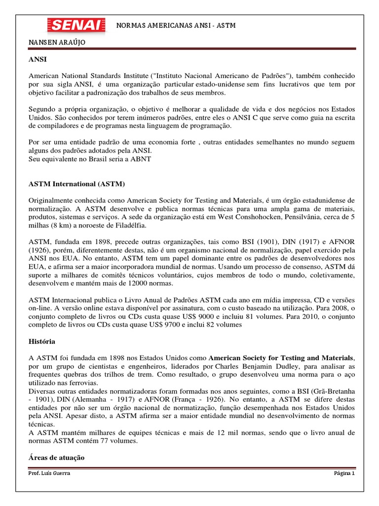 Normas ANSI e ASTM para materiais e testes | PDF | Referência | Science