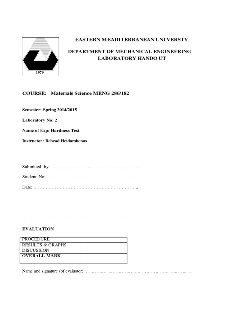 Hardness Test Lab Report | PDF