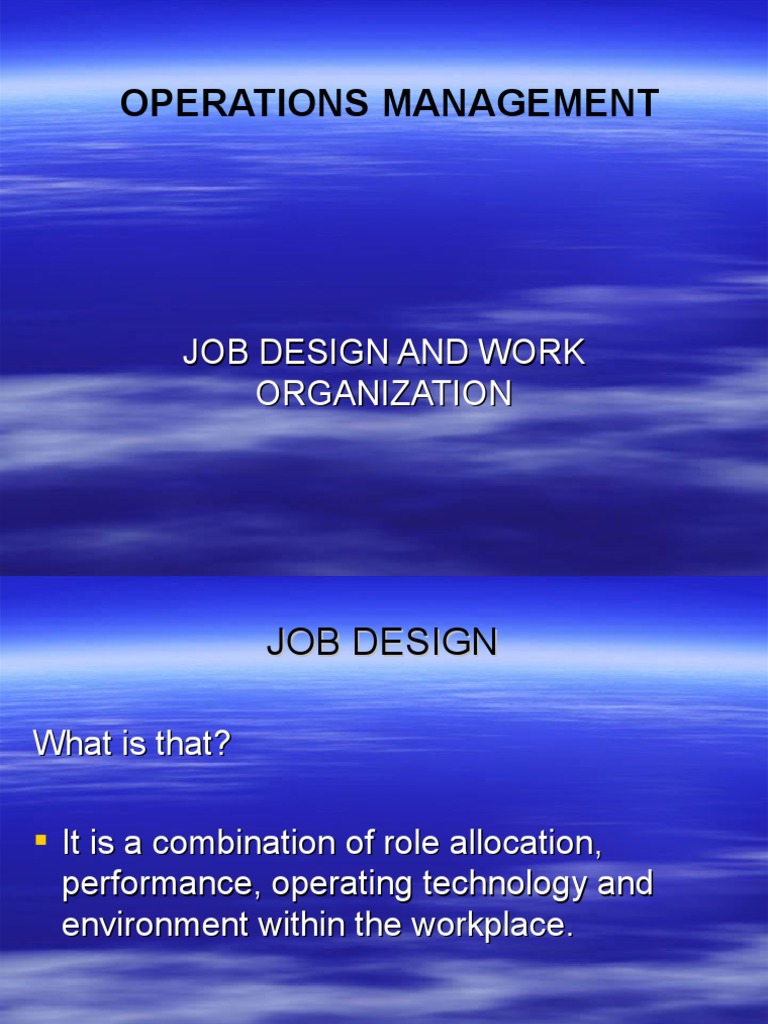 Job Design in Operations Management | PDF | Plumbing | Employment