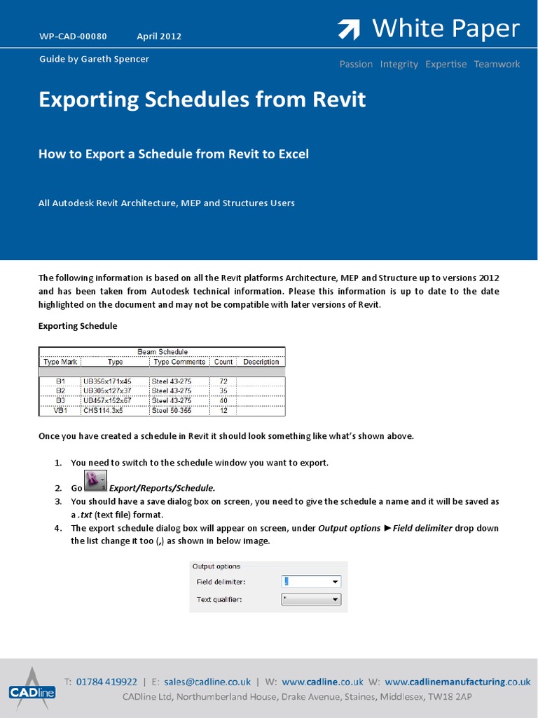 Exporting Revit Schedules to Excel Guide | PDF | Autodesk Revit ...