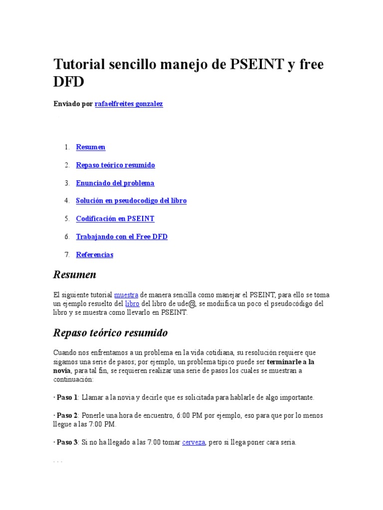 Tutorial Sencillo Manejo de PSEINT y Free DFD | PDF