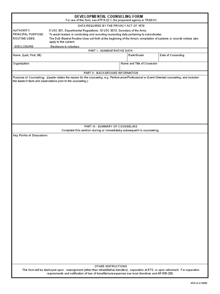 DA 4856 Fillable | School Counselor | Government