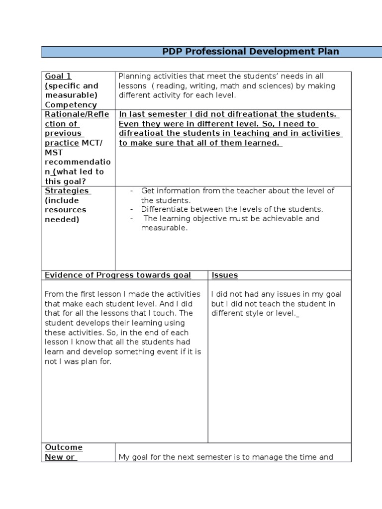 PDP Professional Development Plan | PDF