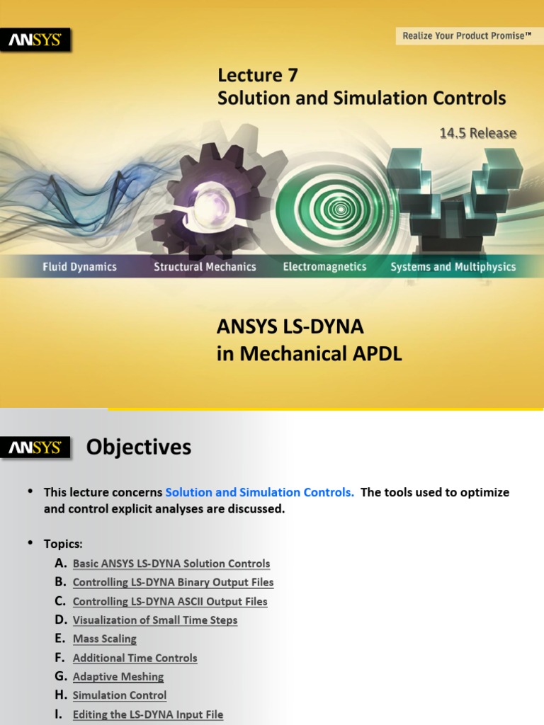 ANSYS LS-DYNA MAPDL 14.5 L07 Solution and Simulation Controls | PDF ...