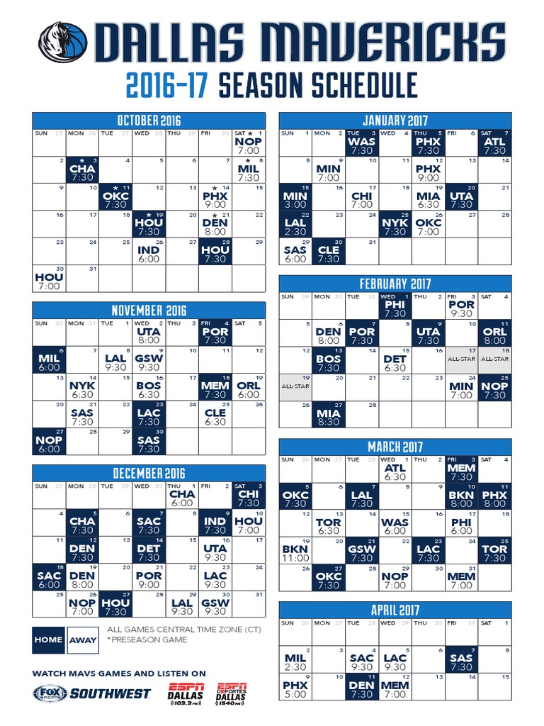 17 Mavs-Schedule 7.5x11 5 | PDF