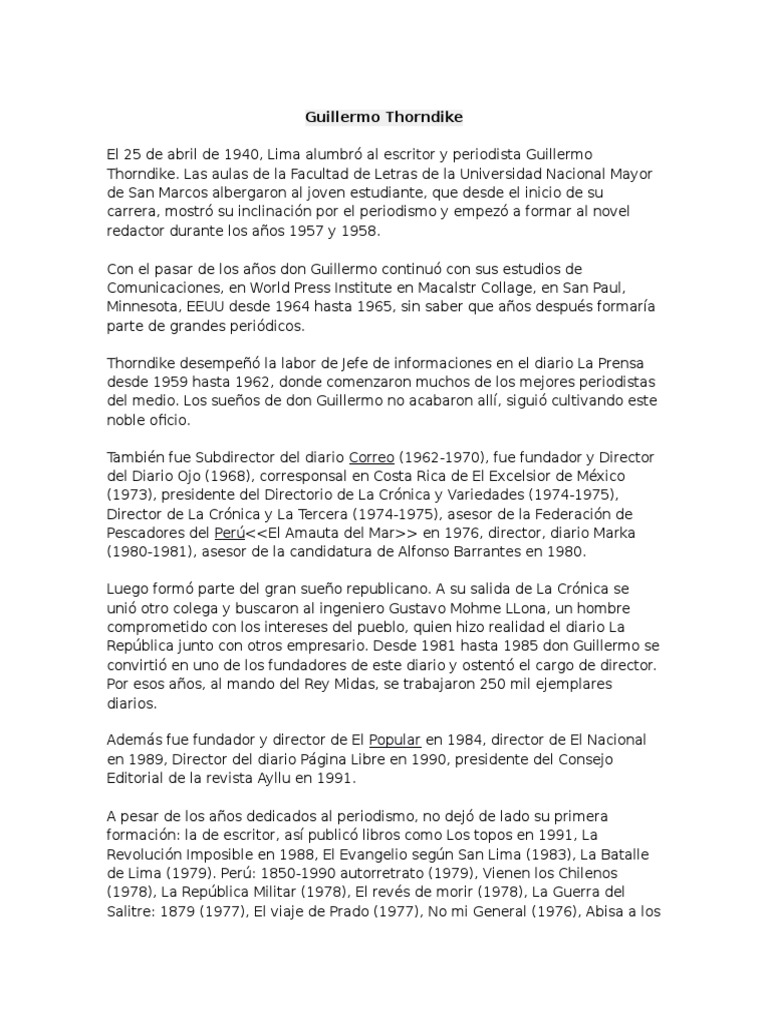 Guillermo Thorndike | PDF | Periódico Y Revista | Medios