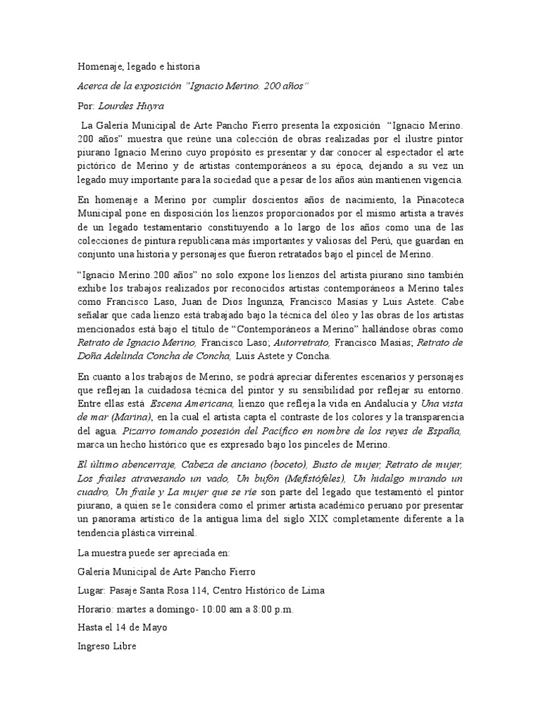 Exposición "Ignacio Merino. 200 años" | PDF | Pinturas | Retrato