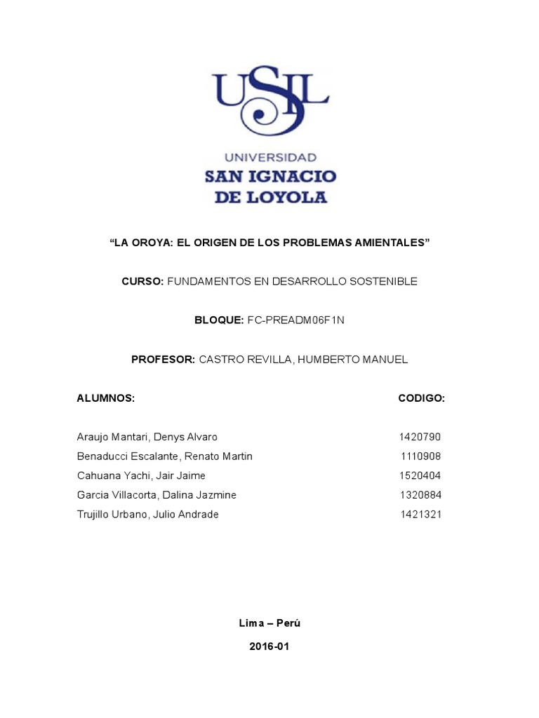 La Oroya. Trabajo 2 | PDF | Imperio Inca | Minería