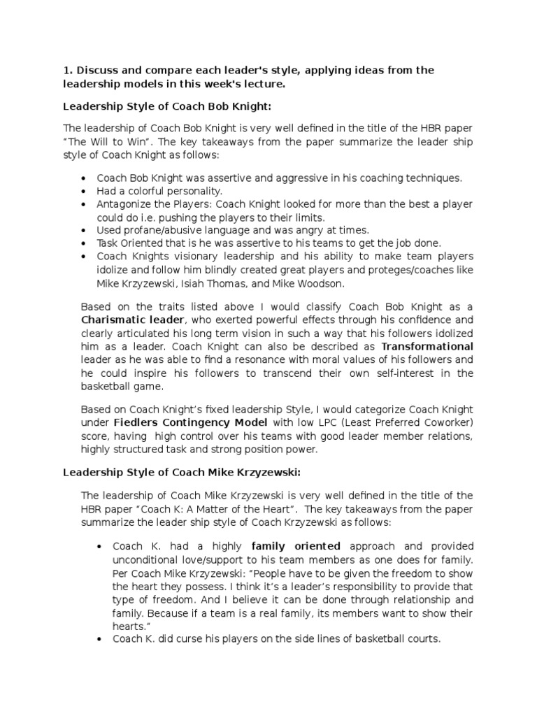 Coach Knight | PDF | Transformational Leadership | Leadership