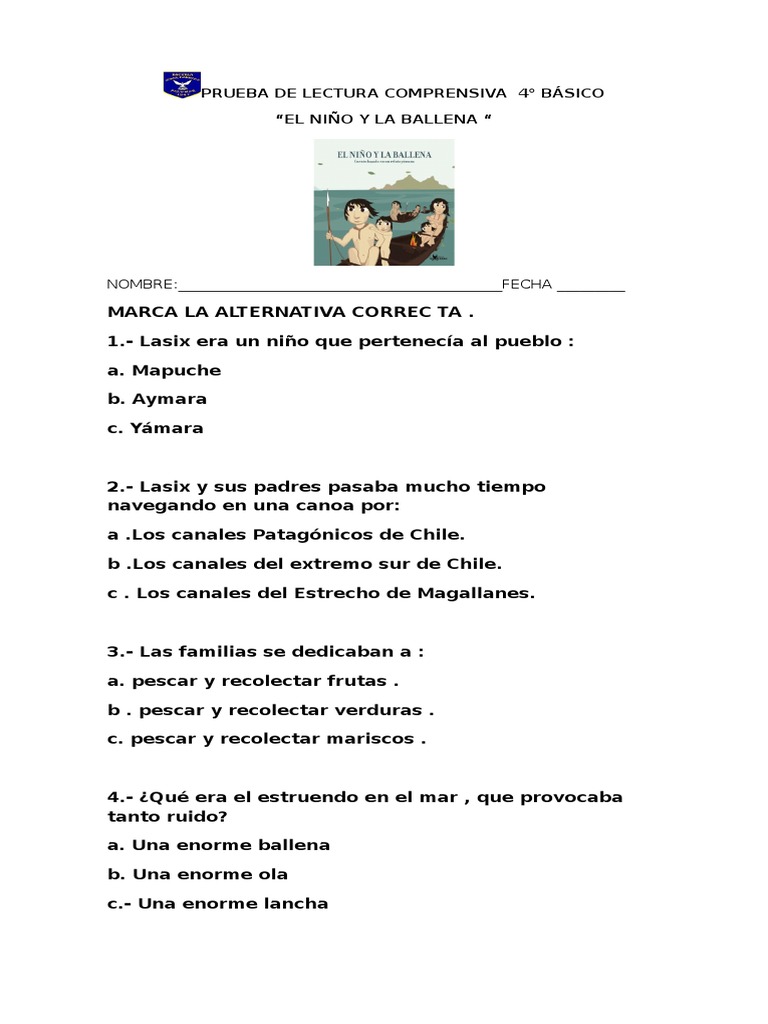 Prueba Del Niño y La Ballena | PDF