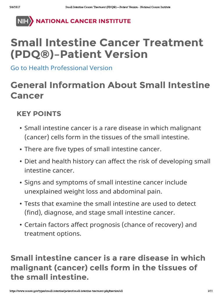 Small Intestine Treatment-National Cancer Institute | PDF | Metastasis ...