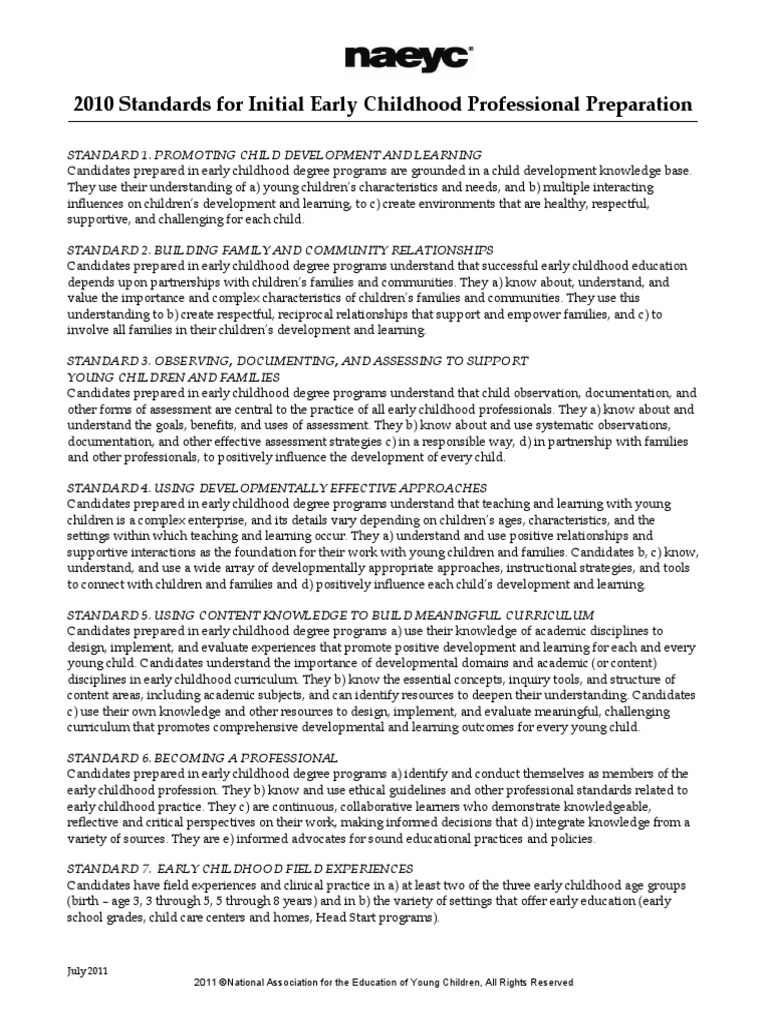 Naeyc Standards | PDF | Early Childhood Education | Child Development