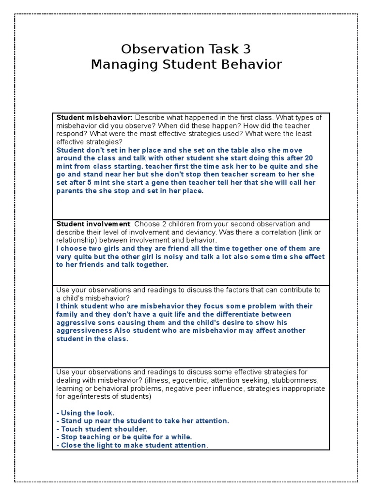 Observation Task 3 | PDF | Aggression | Behavior