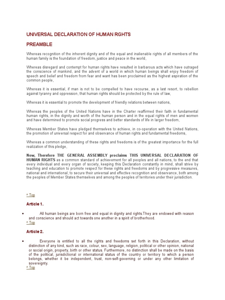 Universal Declaration of Human Rights | PDF | Natural And Legal Rights ...