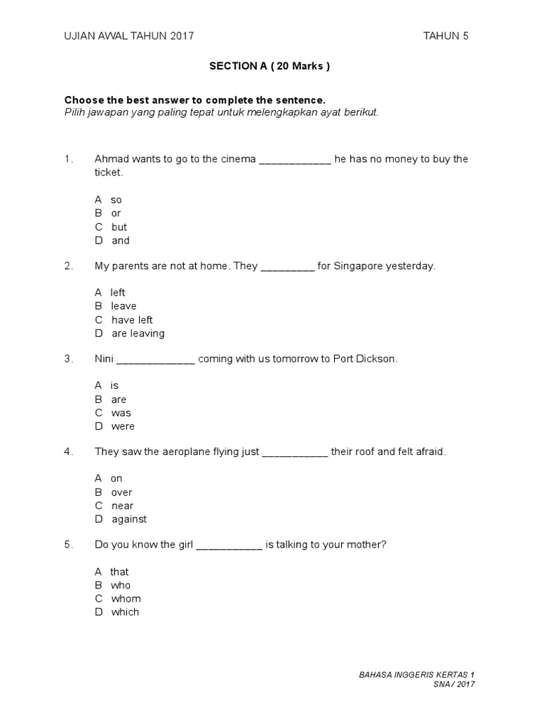 Bi Year Paper 1 Uat 2017 | PDF
