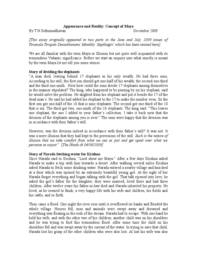 Appearance and Reality: Concept of Maya | PDF | Advaita Vedanta | Maya ...