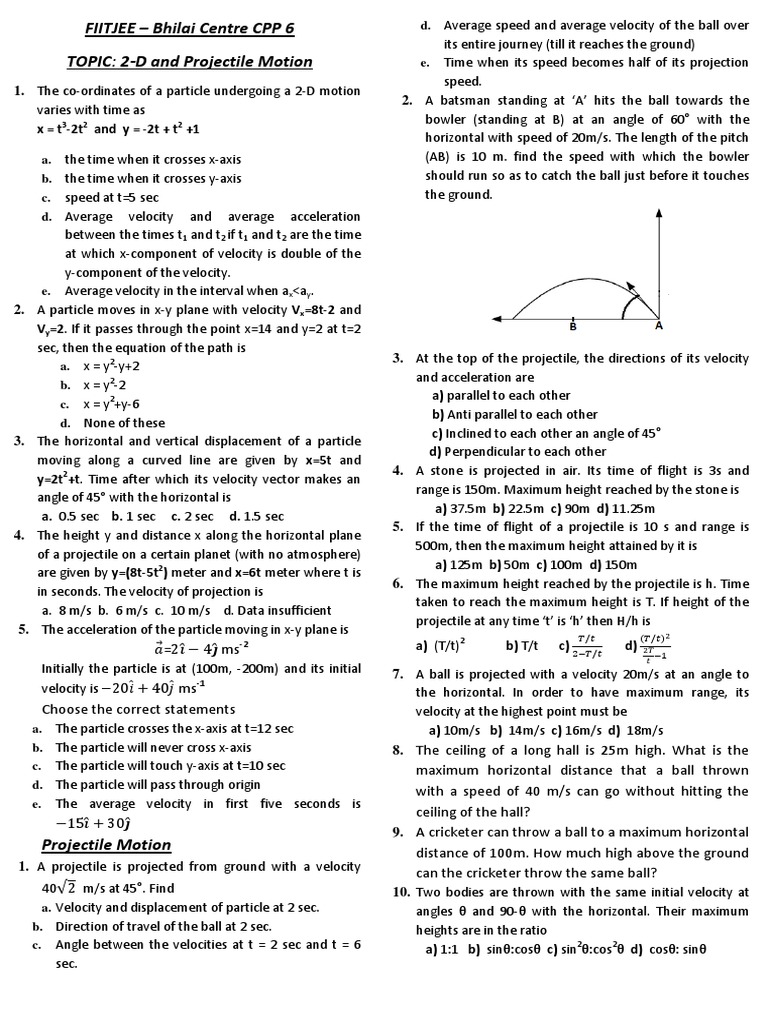 JEE Advanced Projectile Motion Problems | PDF | Projectiles | Speed