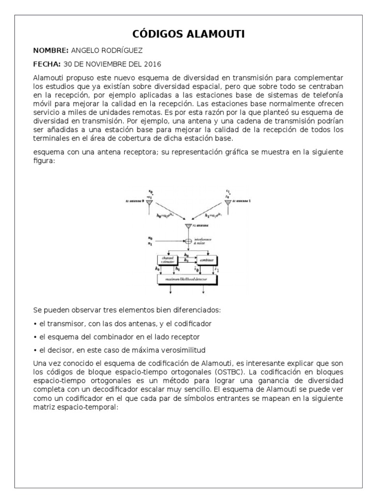 Códigos Alamouti | PDF | Antena (Radio) | Transmisor