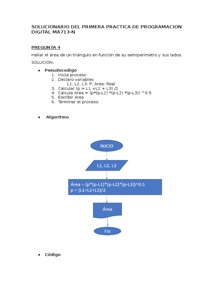 Solucionario Del Primera Practica de Programacion Digital Ma713 | PDF | Informática teórica ...