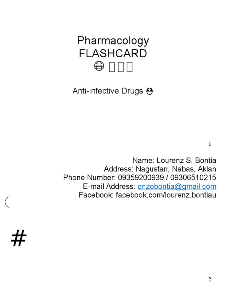 Anti-Infective Drugs Overview | PDF | Pharmacology | Biocides