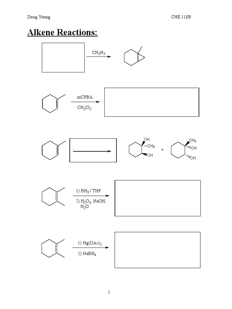 Alkene Reaction Mechanisms Guide | PDF