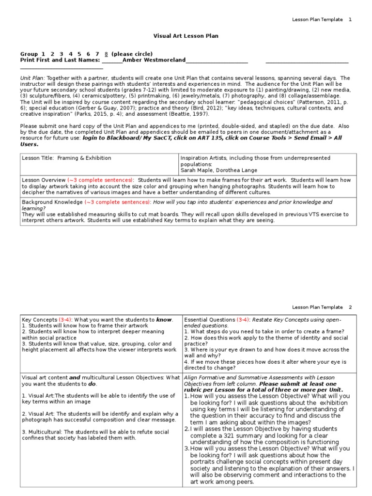 Visual Art Lesson Plan | PDF