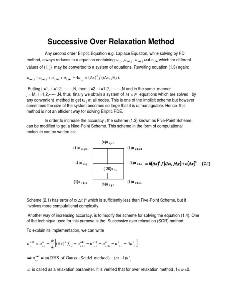 Successive Over Relaxation Method: U U U U | PDF | Equations ...