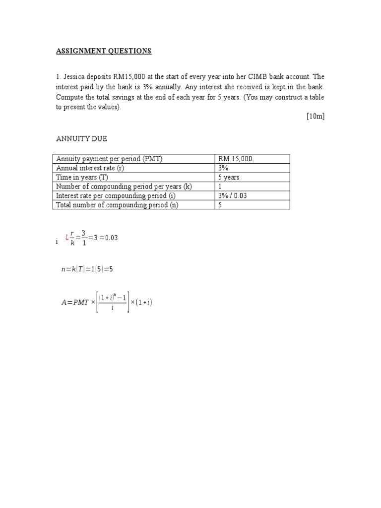 Keng Wai and Chee Hong Math Assignment | PDF | Interest | Money