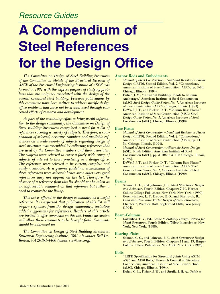 A Comendium of Steel References For The Design Office PDF | Download ...