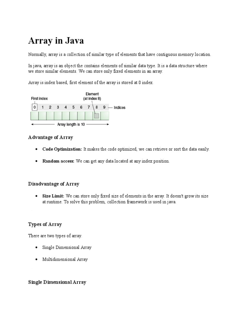 Array in Java | PDF | Array Data Structure | Data Type