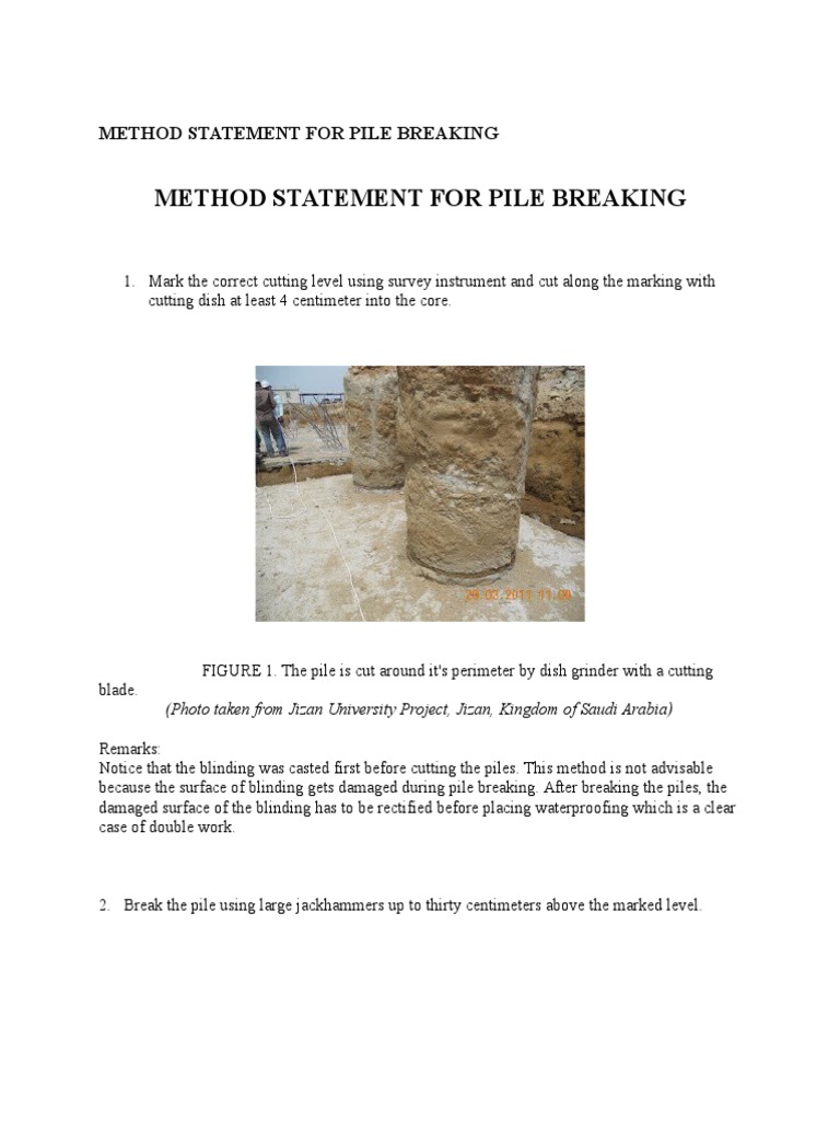Method Statement For Pile Breaking | PDF | Deep Foundation | Nature