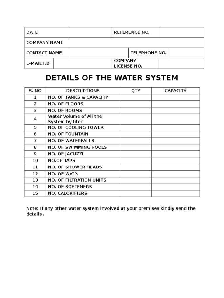Water System Survey | PDF