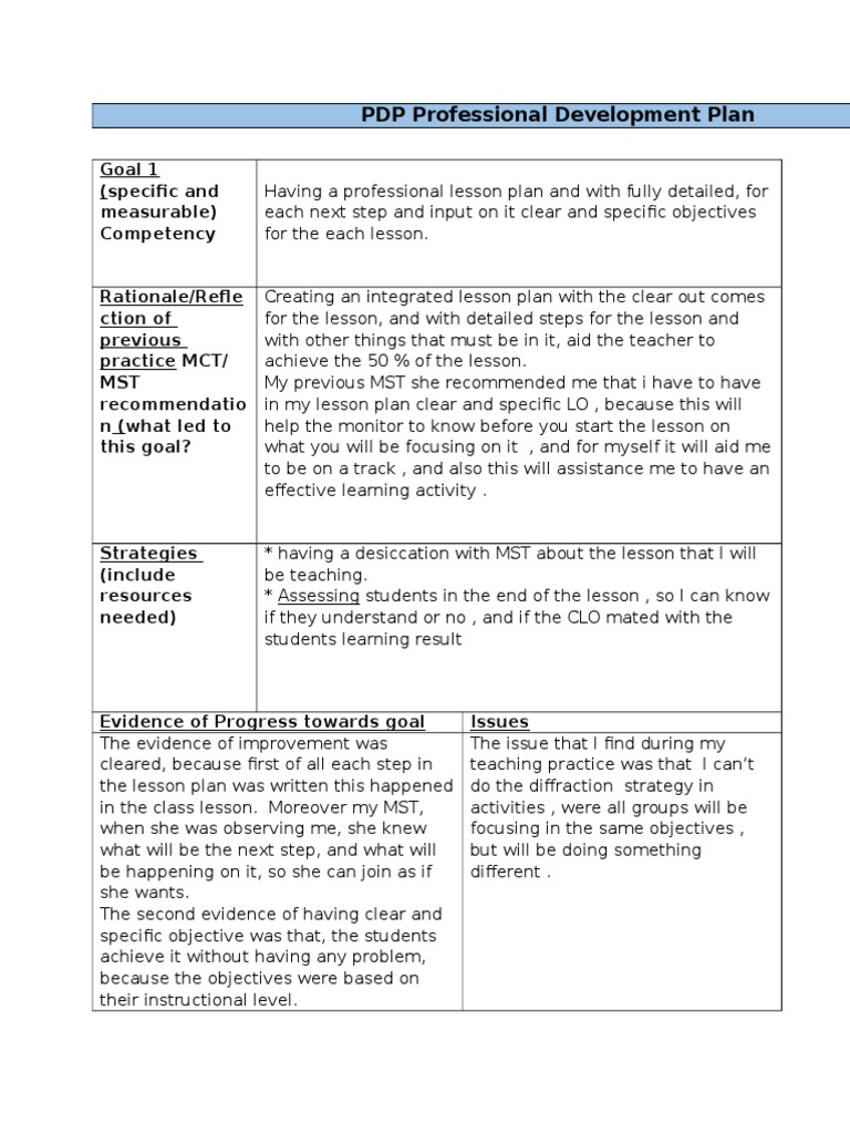PDP Professional Development Plan 3 | PDF | Career & Growth | Self ...
