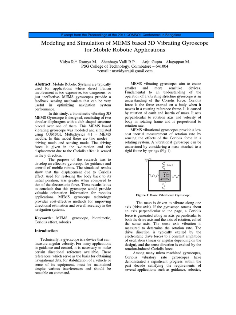 Modeling and Simulation of MEMS Based 3D Vibrating Gyroscope | PDF | Rotation Around A Fixed ...