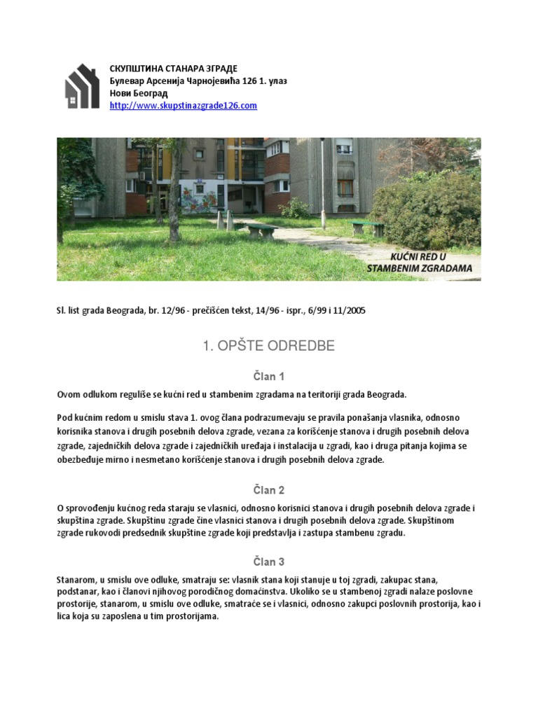 Kucni Red U Stambenim Zgradama | PDF